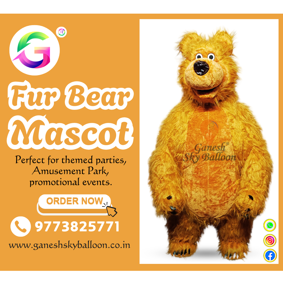 Bear Fur Character Mascot In Dehradun - Ganesh Sky Balloon Bear Fur Mascot
