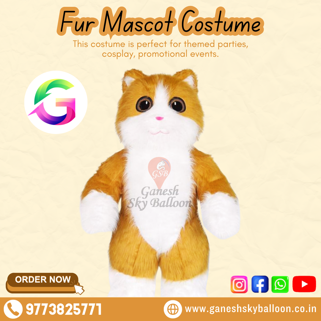 Chinese Cat Character Fur Mascot In India. - Ganesh Sky Balloon Cat Fur ...